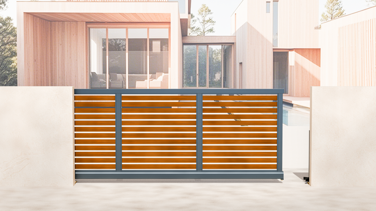 RMG 240 CGA 4.75M Grey & Wood Effect Automatic Aluminium Driveway ...